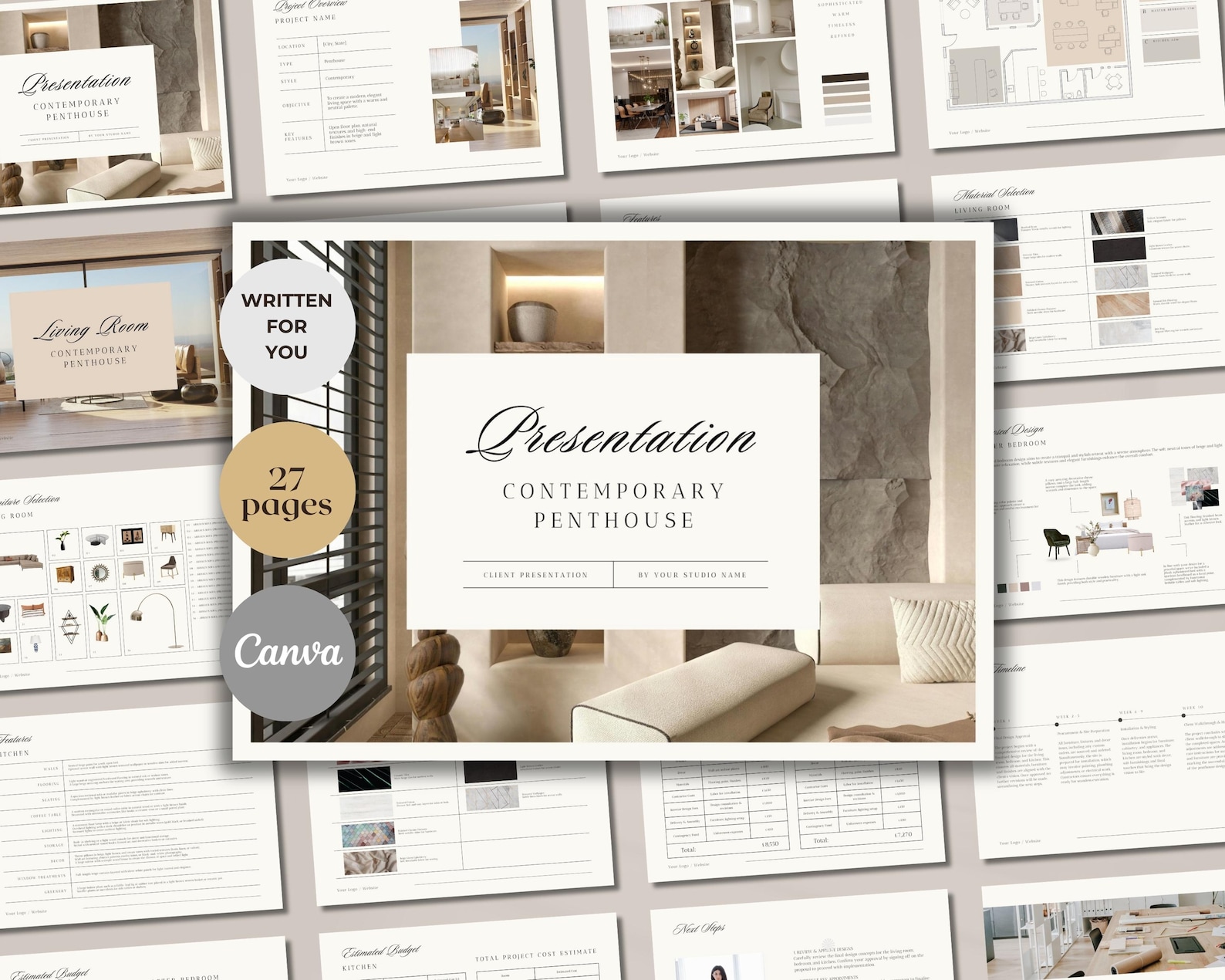 Interior Design Client Presentation Template: Modern Canva Project ...