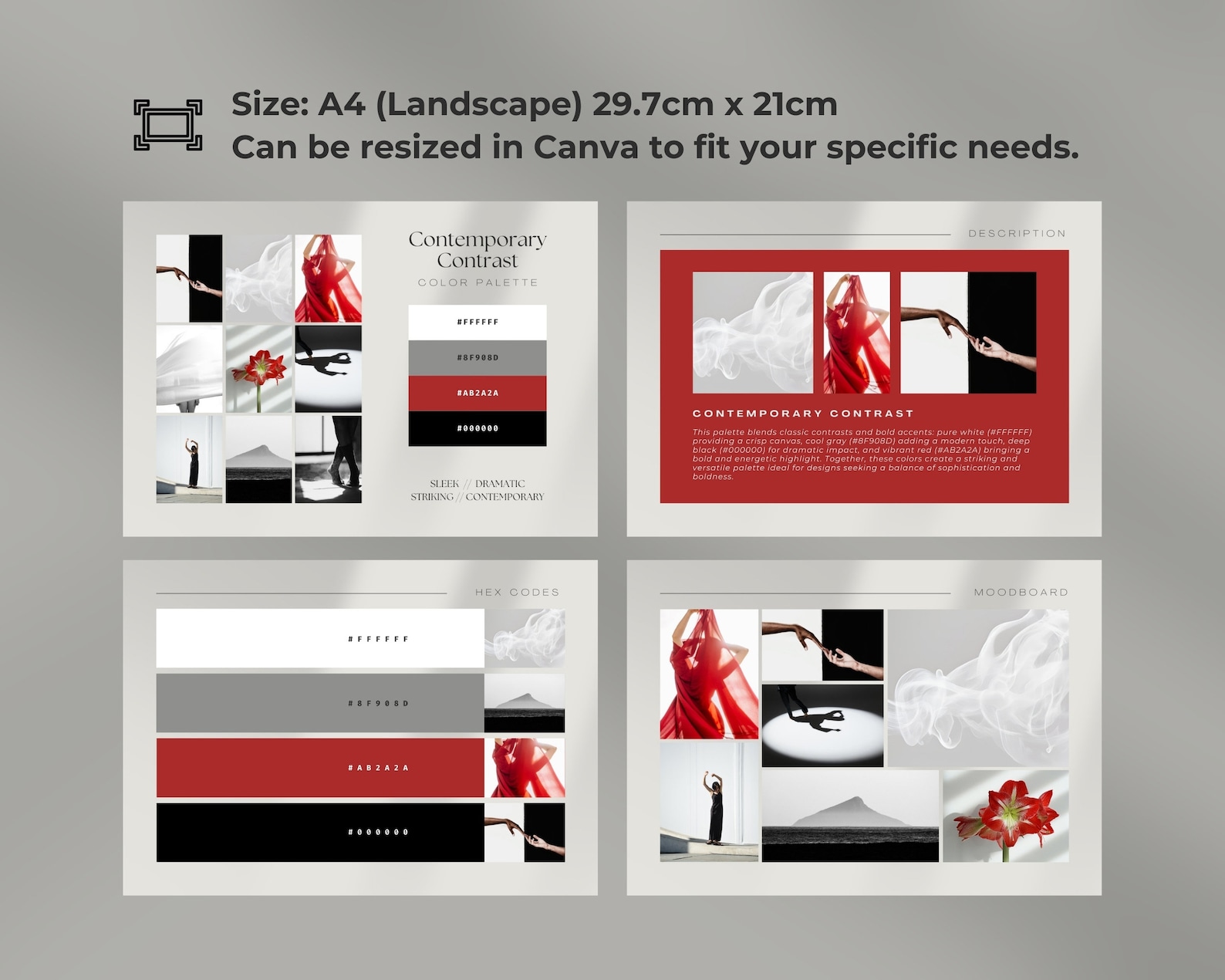 Red Color Palette Mood Board: Modern Branding Kit (digital Download) - Etsy