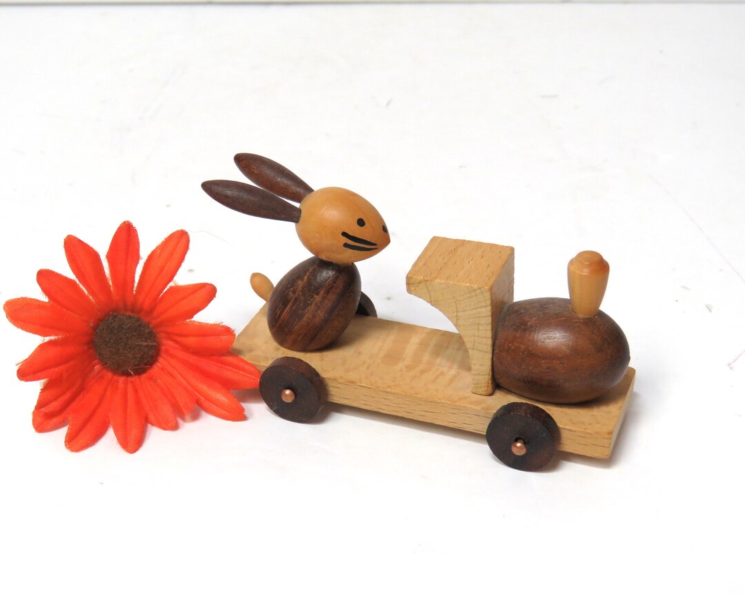Goula Spain Bunny Train Locomotive/ Vintage Folk Art Miniature Rabbit ...