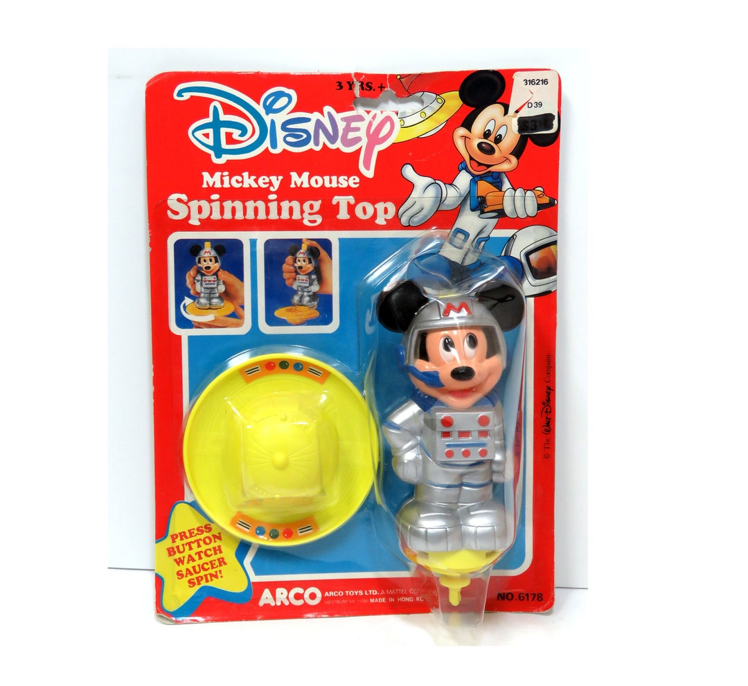 Vintage Mickey Mouse Spinning Top, Unopened/ Outer Space Astronaut Toy ...