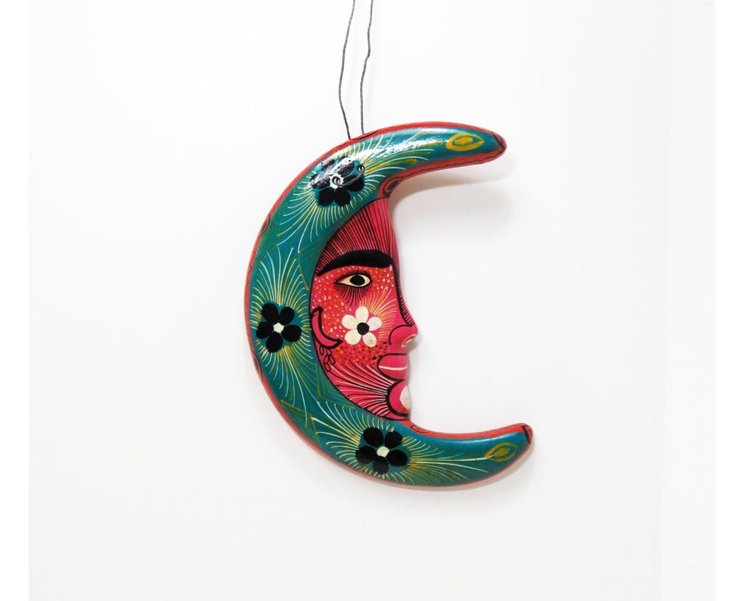 Moon Face Mexican Pottery Wall Decor/ Vintage Redware Folk Art/ Hand ...