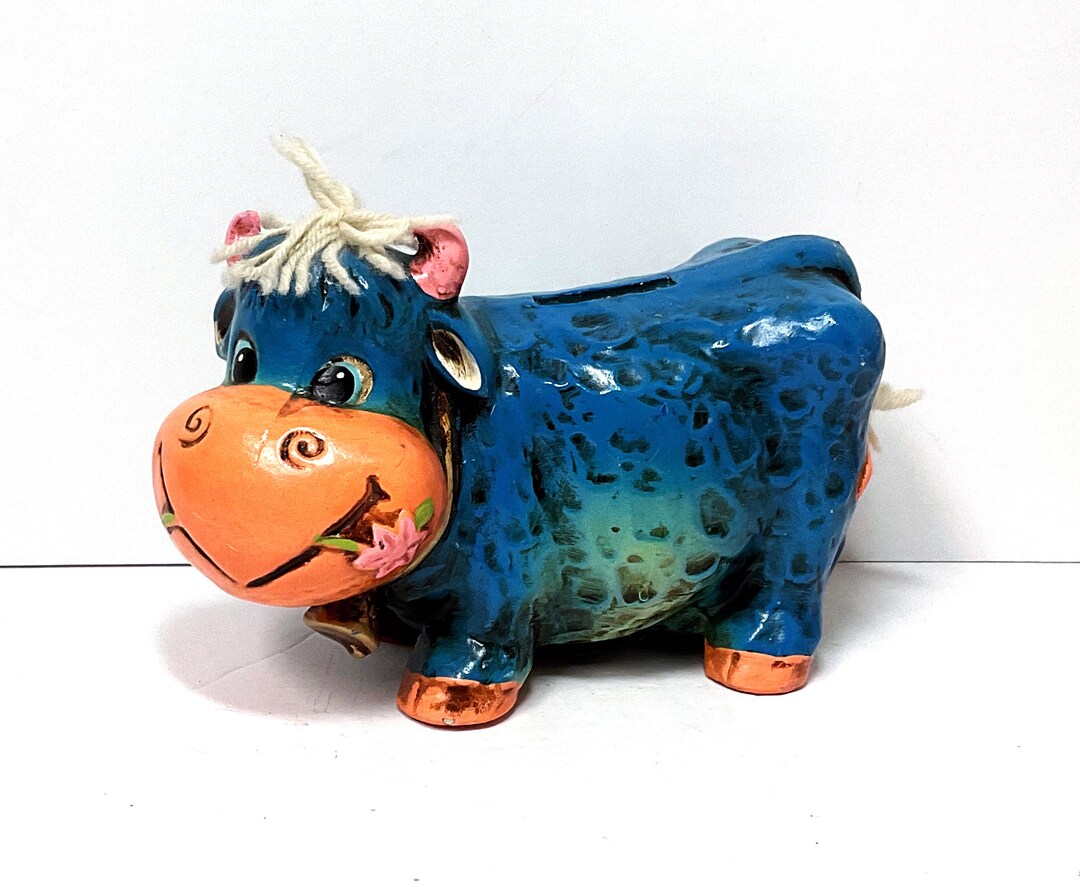 Cute Cow Paper Mache Hallmark Coin Bank/ Groovy Vintage Farm Animal ...