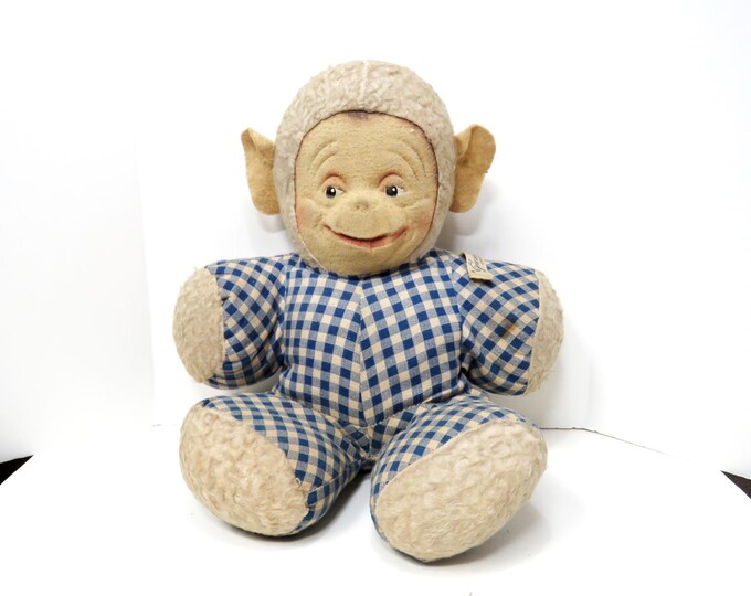 VTG Gund Monkigund PERKI MONKEY/ Plush Doll Rare Molded Fabric Mask ...