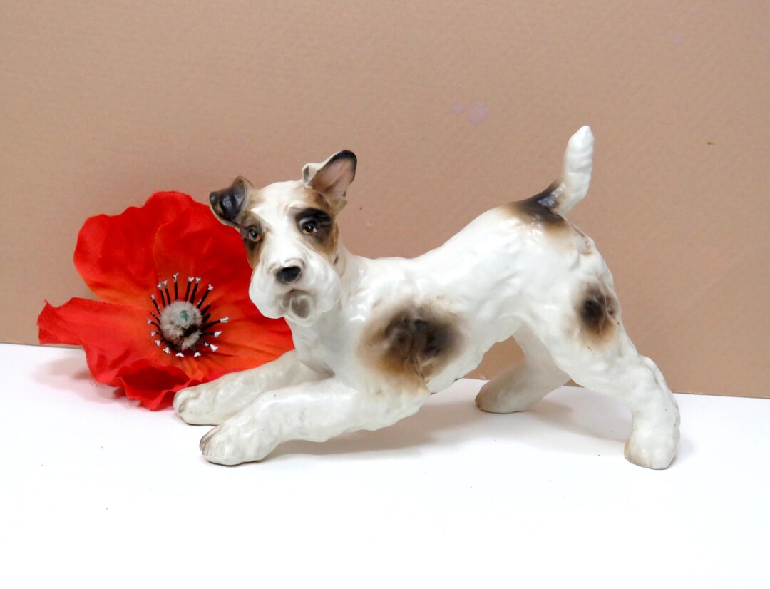 Norcrest Fox Terrier Dog Ceramic Vintage Figurine/ Orig Gold Sticker ...