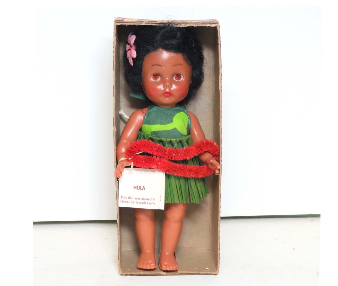 Vintage Hawaii Hula Dancer Girl Doll/ Lanakina Crafts Hang Tag/ Plastic ...