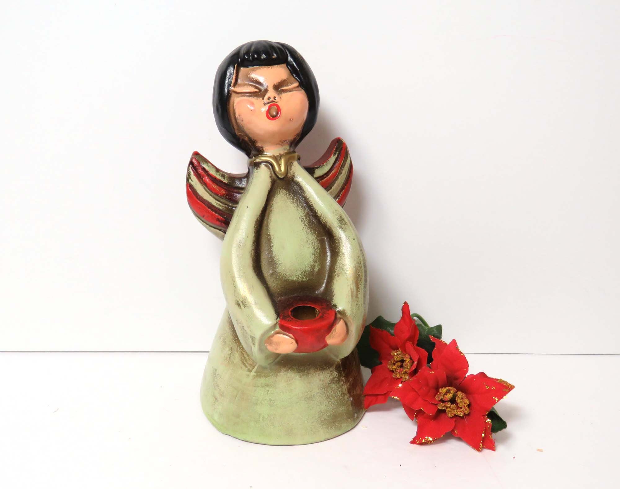 Retro Thun Bozen Angel Figurine Candle Holder, Italy/ MCM Vintage Paper ...
