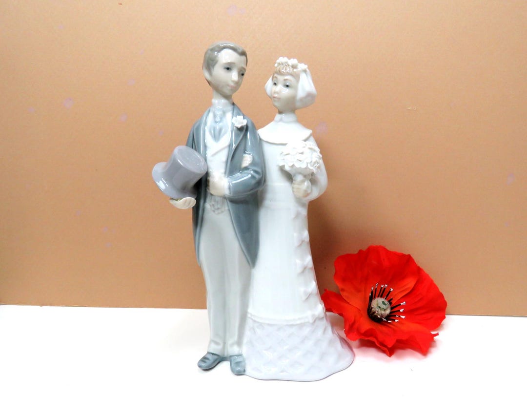 Lladro Porcelain Wedding Day Bride & Groom /marriage Couple Cake Topper ...