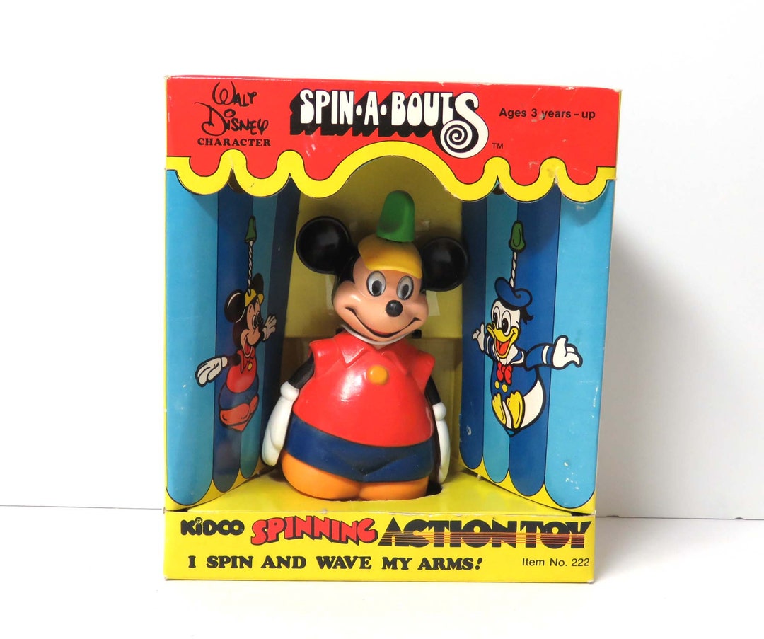 VTG Mickey Mouse Spin Abouts MIB/ 1979 Kidco Spinning Action Toy Top ...