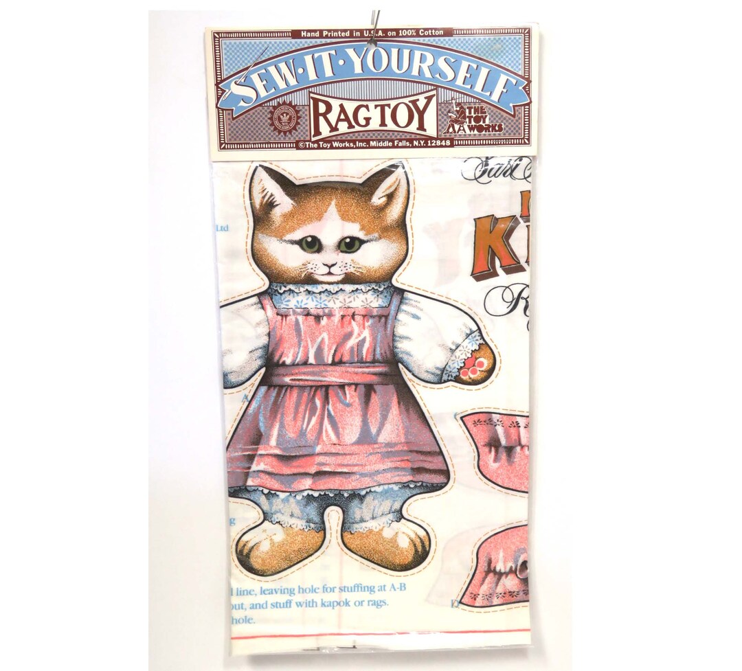 Toy Works Cat Cut and Sew Fabric Panel/ Vintage miss Kitty Sew-it ...