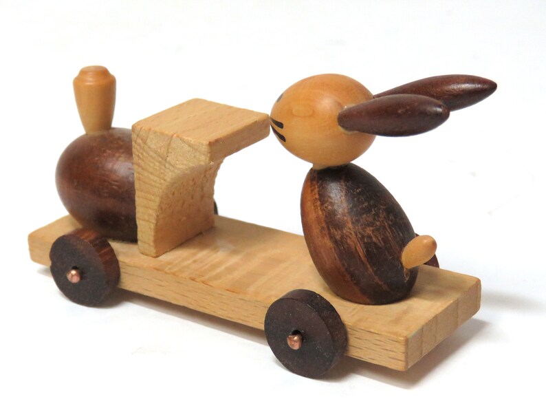 Goula Spain Bunny Train Locomotive/ Vintage Folk Art Miniature Rabbit ...
