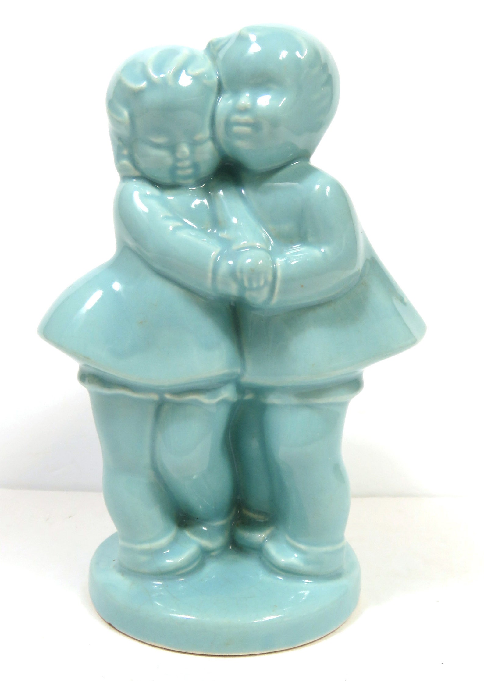 Baby Blue Pottery Boy and Girl Planter or Vase/ Cute Vintage - Etsy