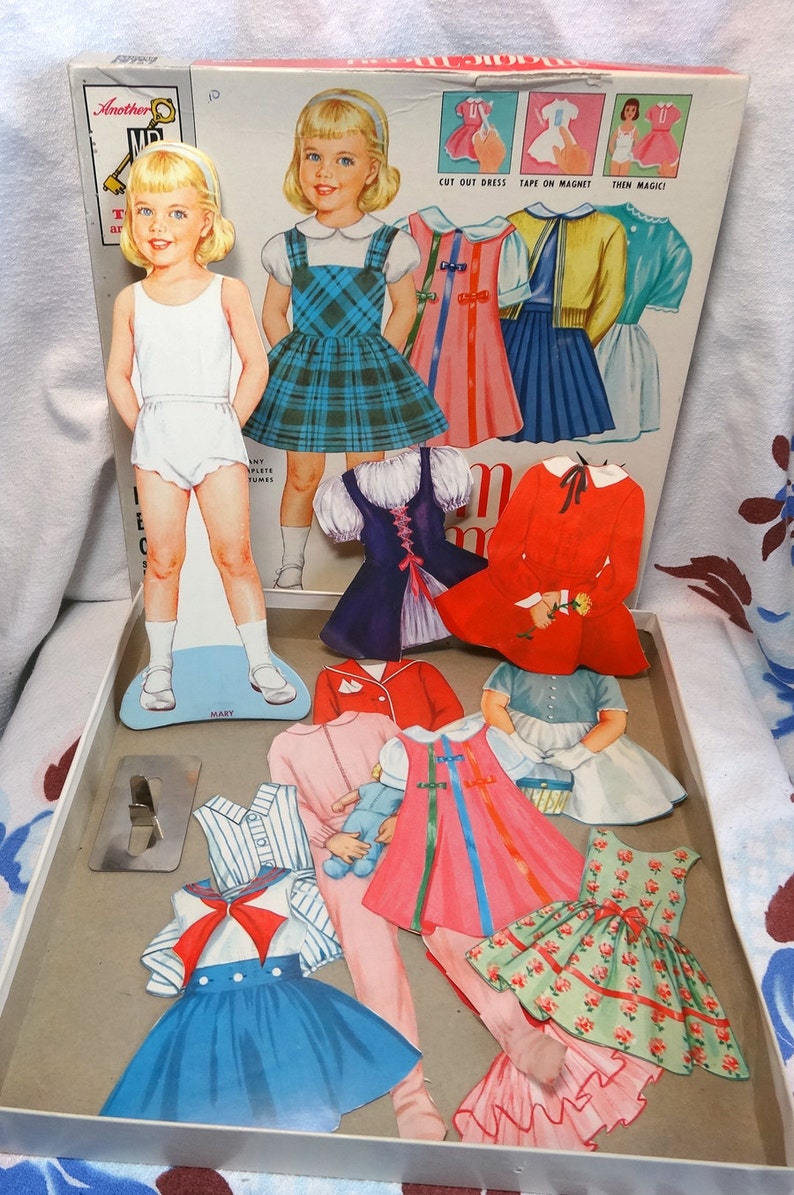 Vintage 1962 Magic Mary Magnetic Paper Doll With Orig Stand In Etsy