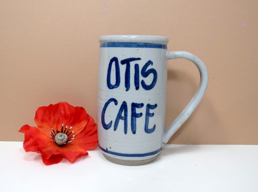 Otis Cafe Pottery Extra Large Coffee Mug/ Oregon Coast Souvenir Says "easy" on Back/ Stoneware ...