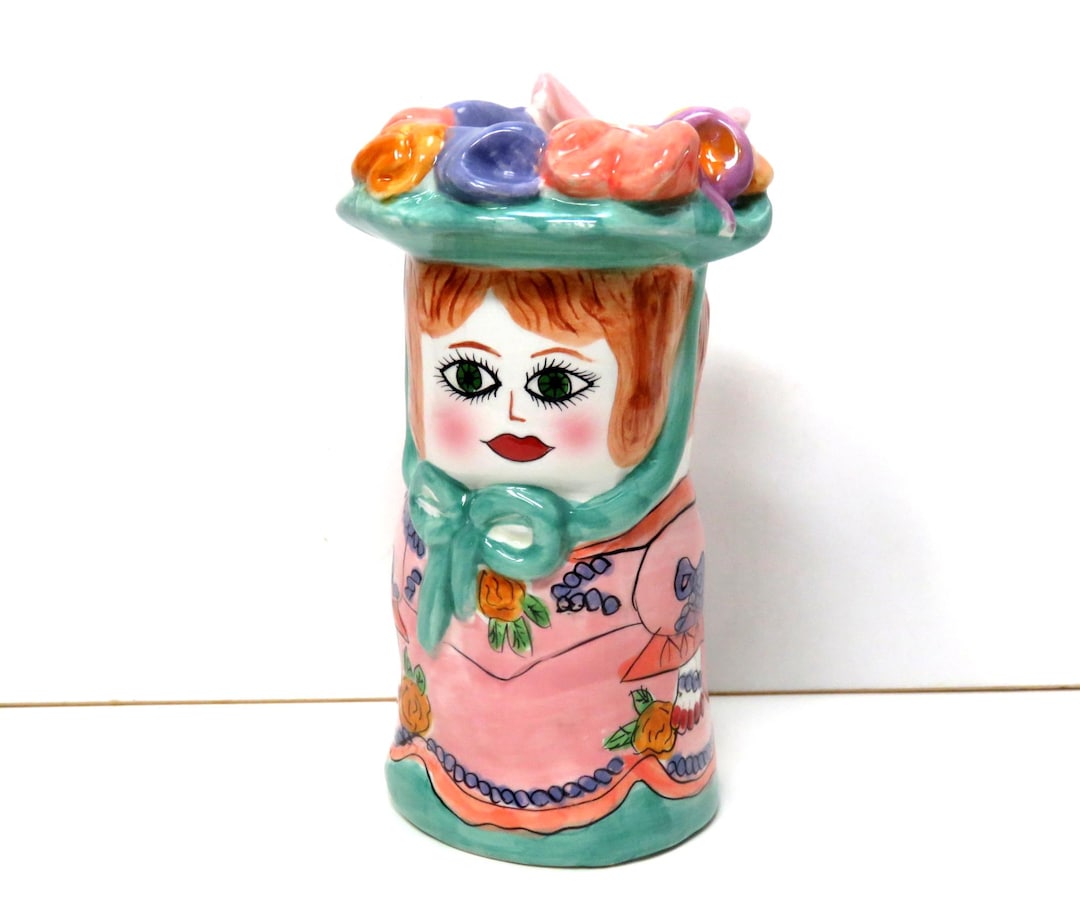 Ganz Melissa Whimsical Lady in Hat Vase/ Ceramic Art by Susan Paley ...