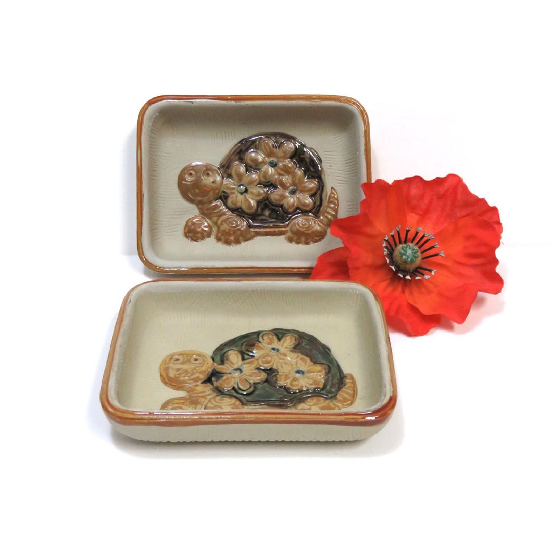 Takahashi Turtle Trinket Dishes Pair/ Vintage Stoneware Pottery Dresser ...