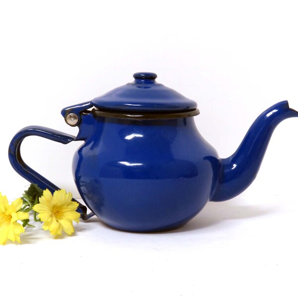 Blue Enamel Teapot - Etsy