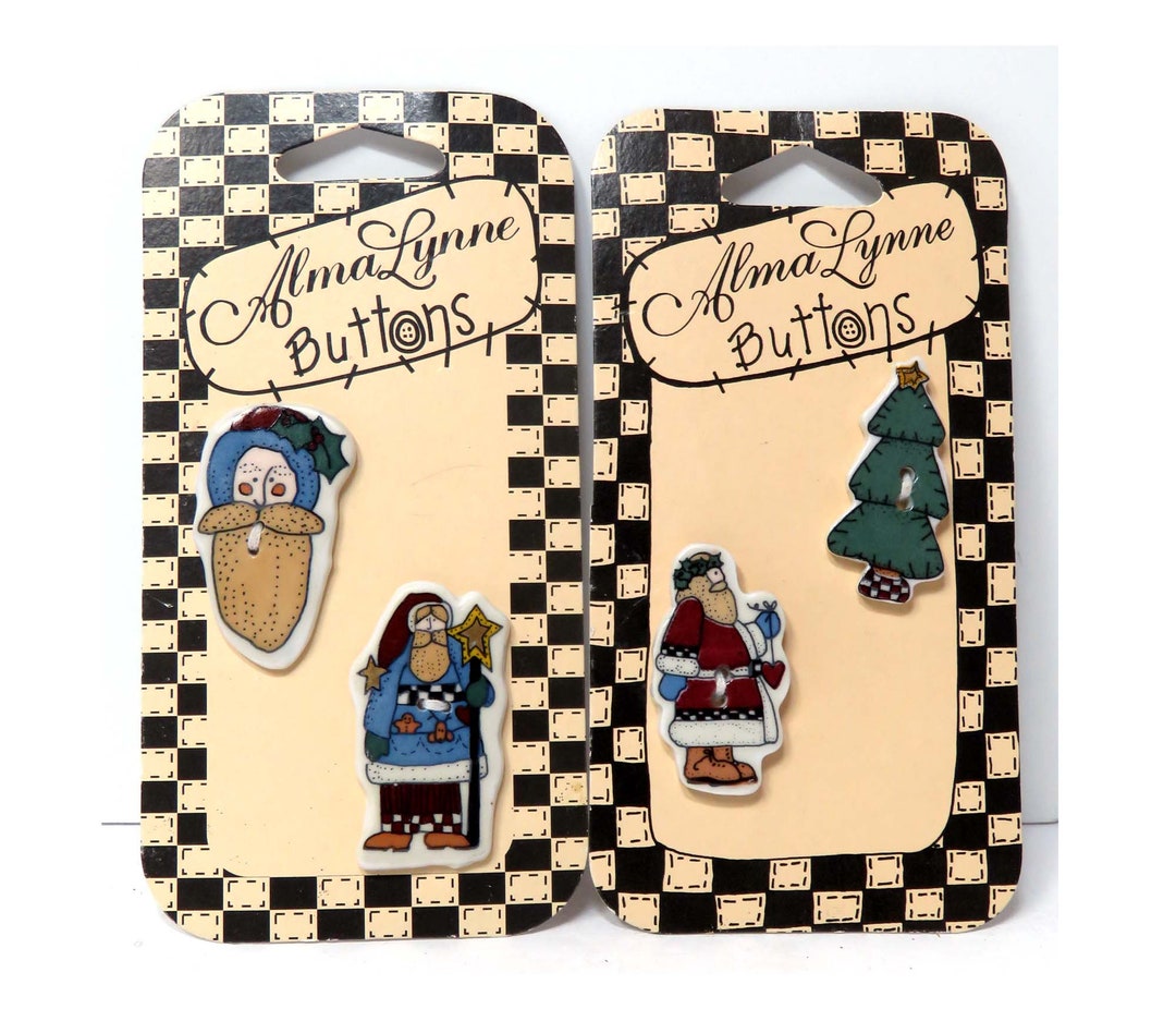 Vintage Alma Lynne Porcelain Buttons Lot/ Santa Claus & Christmas Tree ...