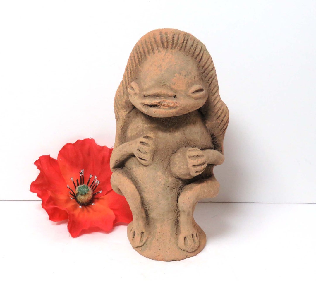 Pottery Mayan Aztec Inca Clay Figure/ Handmade Vintage Tribal Statue ...