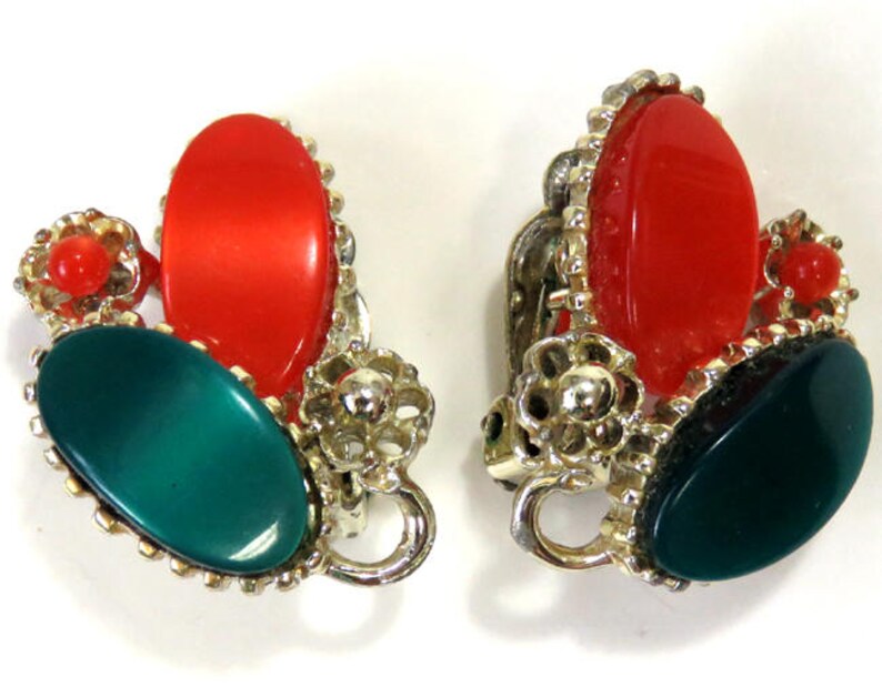 Vintage Pakula Thermoset Clip On Earrings/ Retro Moonglow | Etsy