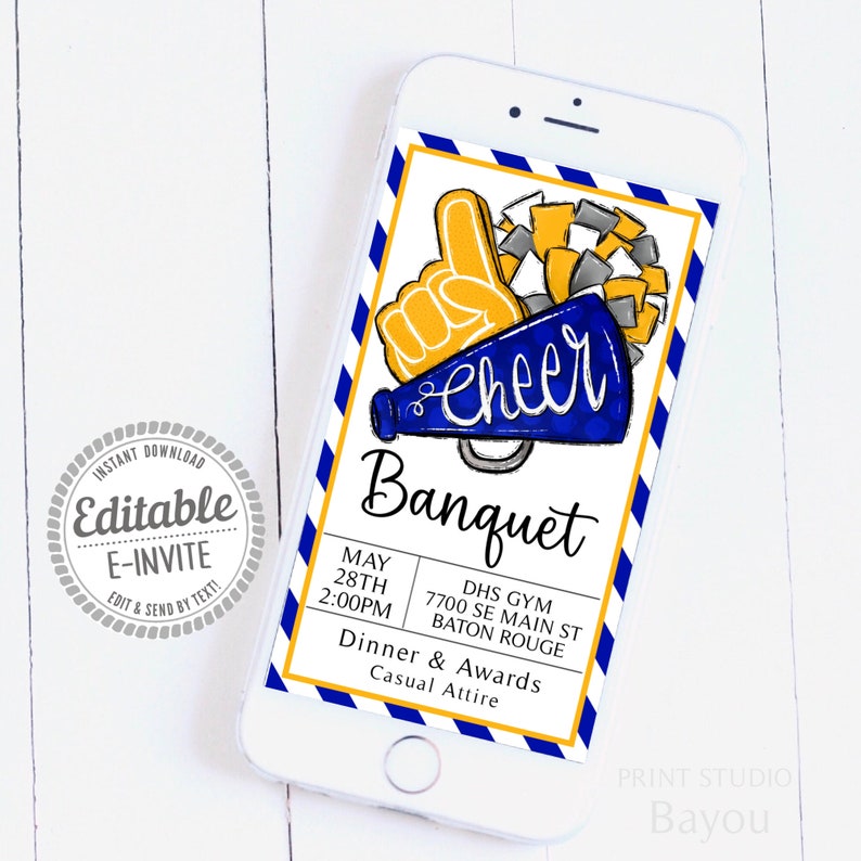 Printable End of Season Cheer Squad Banquet Invitation, End of Season ...