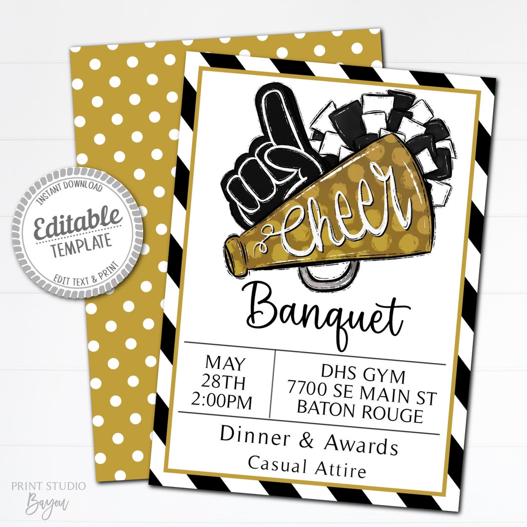 Printable Cheer Party Invite for Multiple Events, Editable End of ...