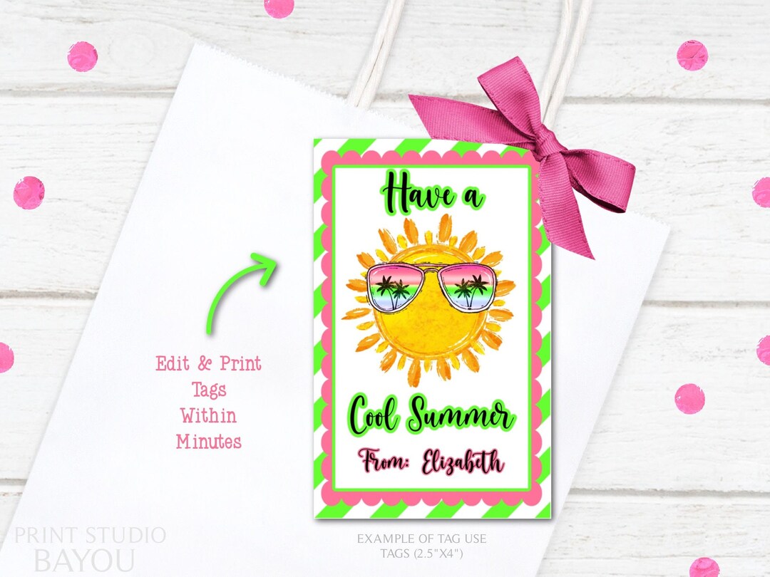 Have a Cool Summer Gift Tags, Summer Birthday Party Favor Tags ...