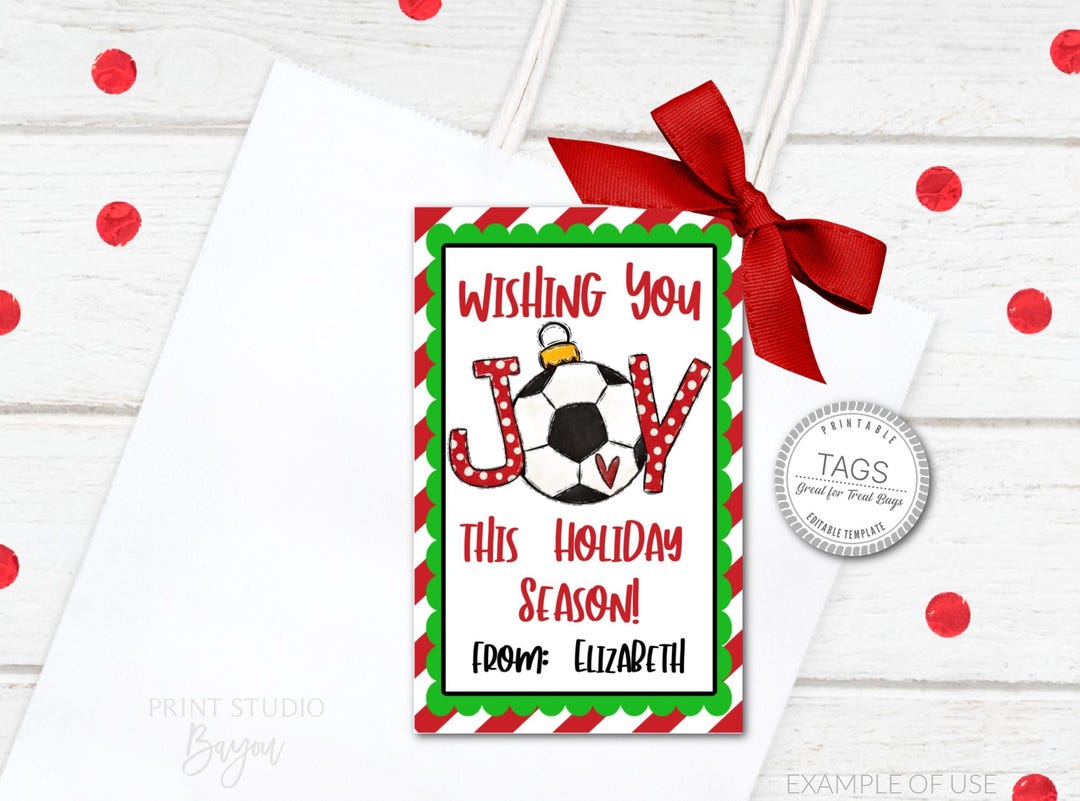 Printable Soccer Christmas Gift Tags, Holiday Team Treat Bag Tags ...