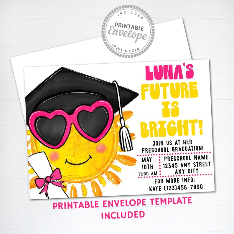 Printable Preschool Graduation Invitation, Kindergarten Grad, Editable ...
