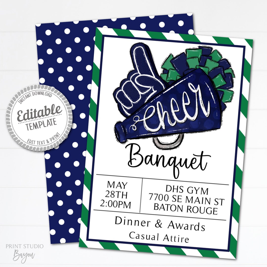 End of Season Cheer Squad Banquet Invitation, End of Season Party E ...