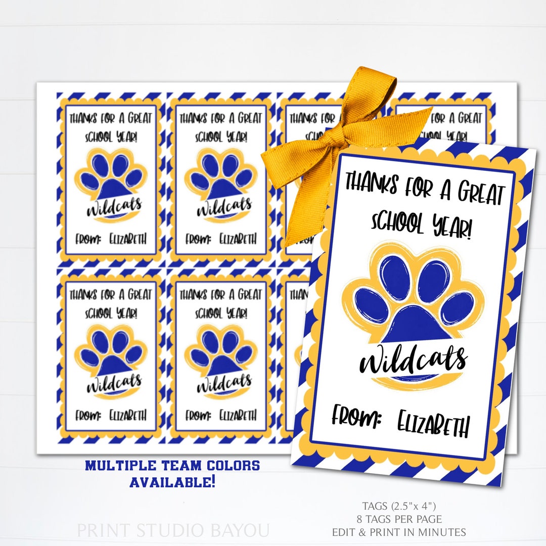 Printable Paw Print Tags, Editable Great Season Favor Tags, Great ...