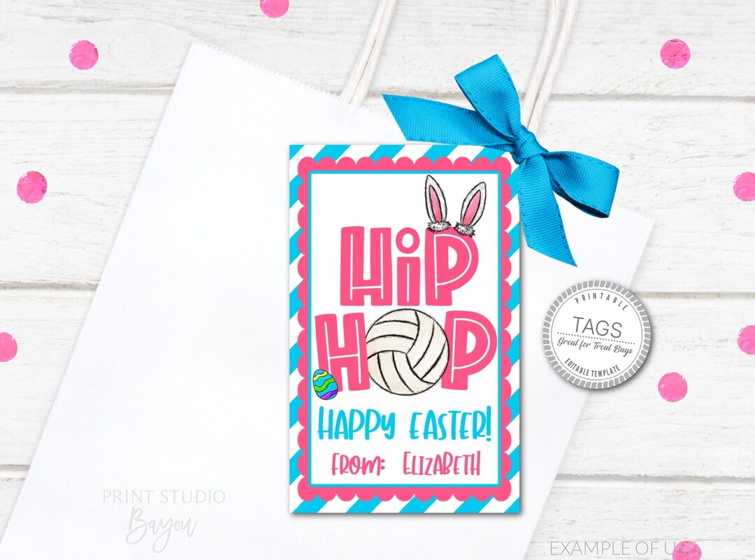 Hip Hop Easter Favor Tags, Printable Treat Bag Tags, Editable Template ...