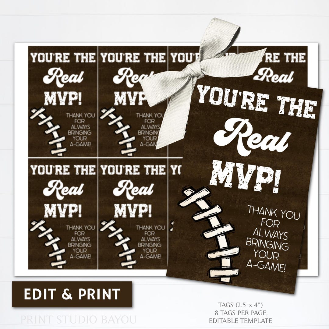 Printable MVP Football Tags: Editable Team Shout Out (PDF Template) - Etsy