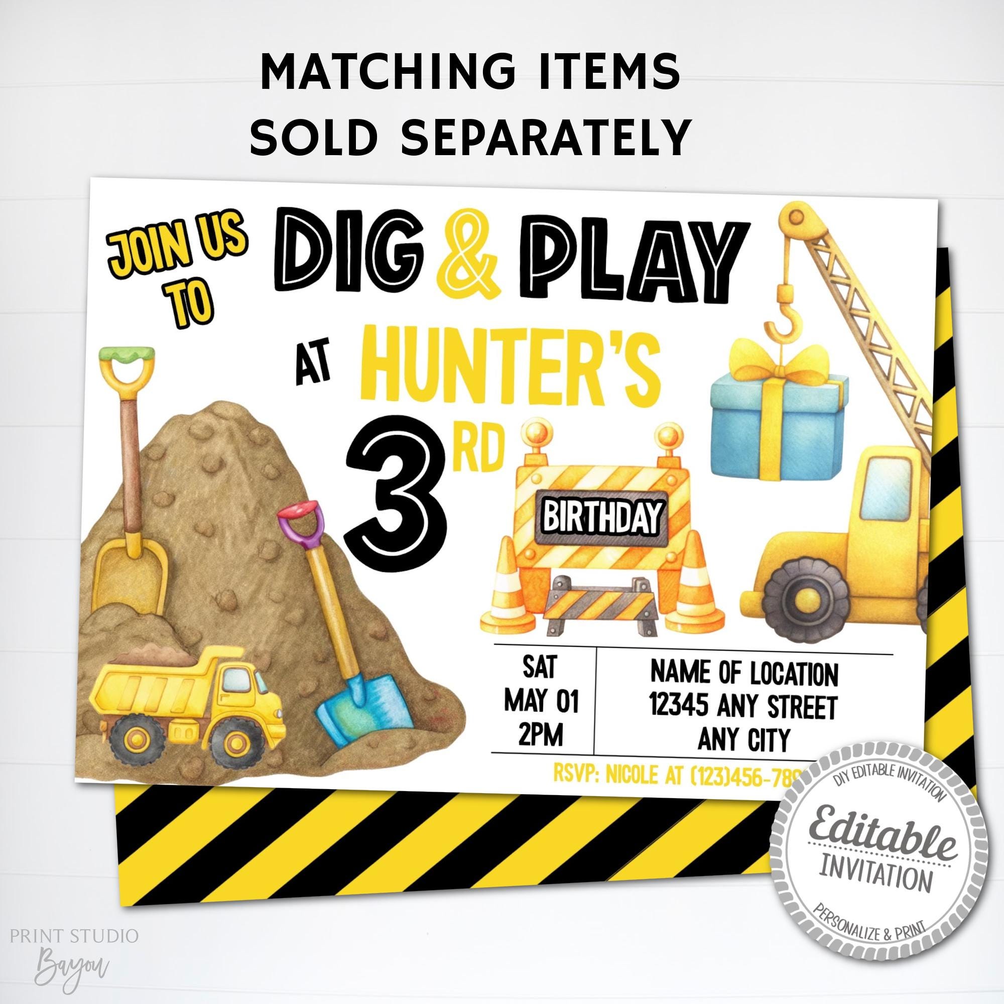 Printable Construction Birthday Party Favor Tags, Construction Treat ...