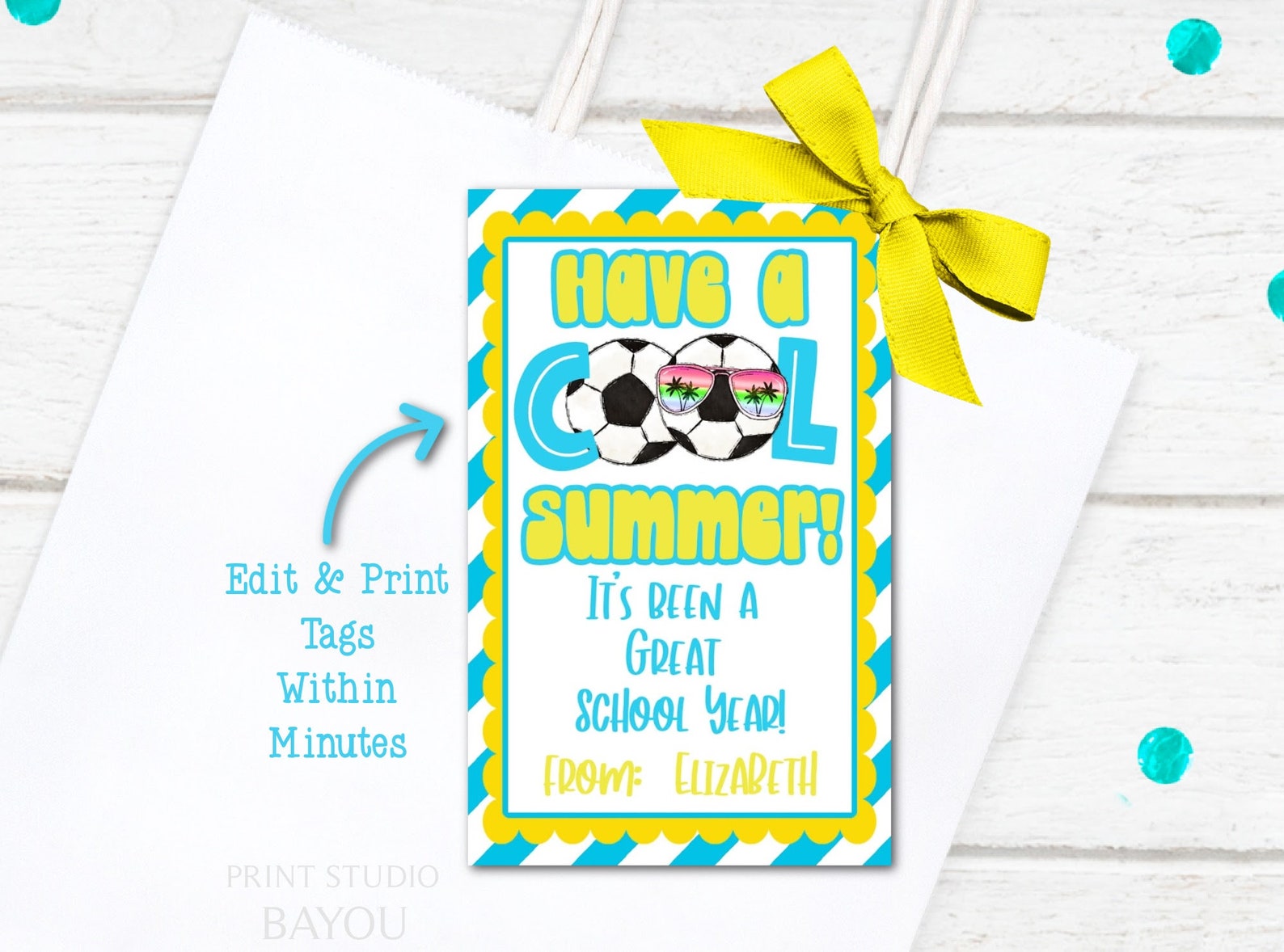Printable Have a Cool Summer Soccer Tags, Editable Soccer End of School ...