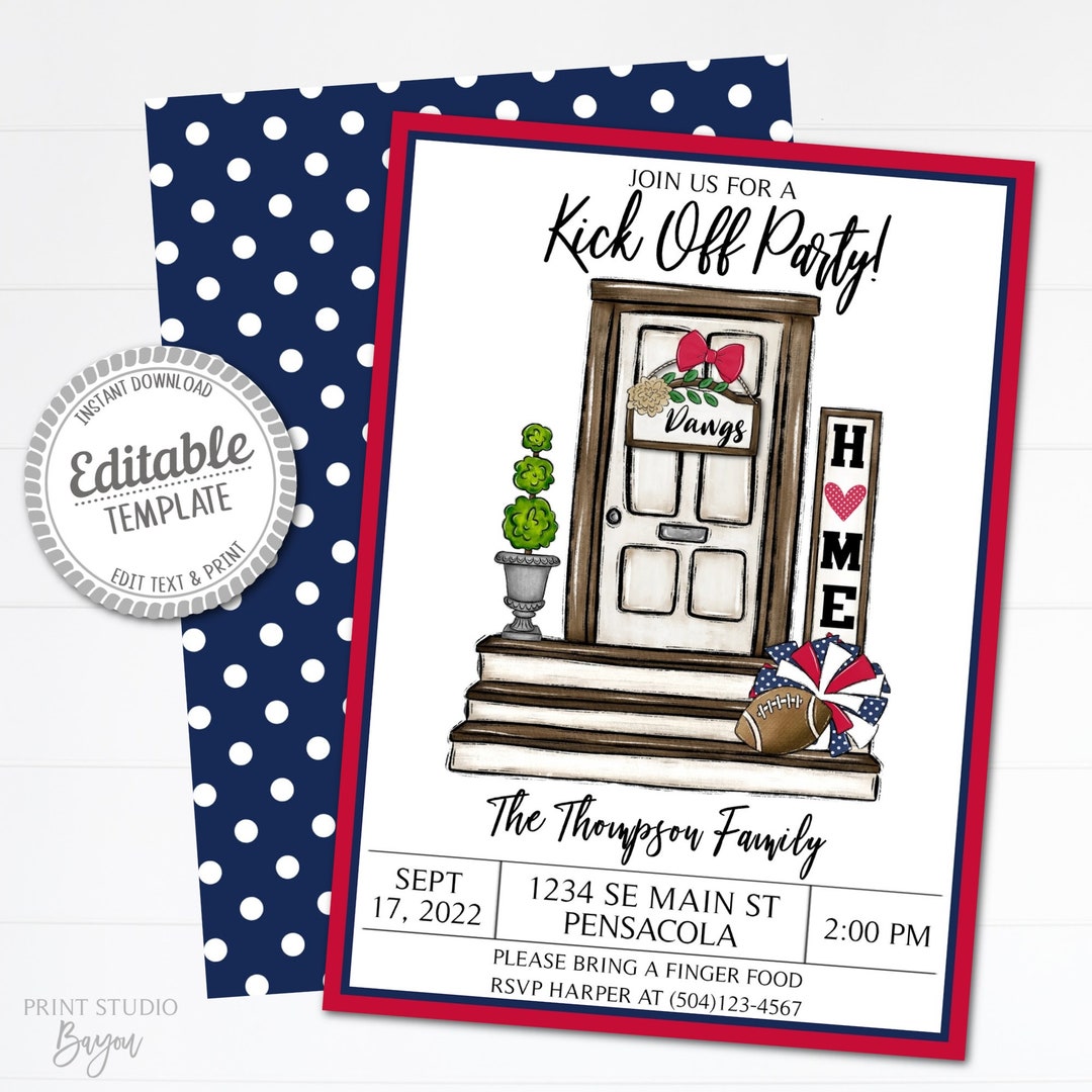 Printable Football Kick off Party Invitation, Editable Football Watch ...