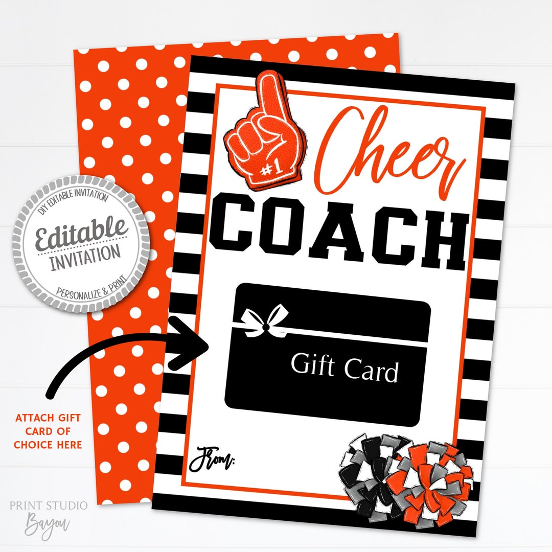 PRINTABLE #1 Cheer Coach Gift Card Holder, Coaches Gift, Christmas Gift ...