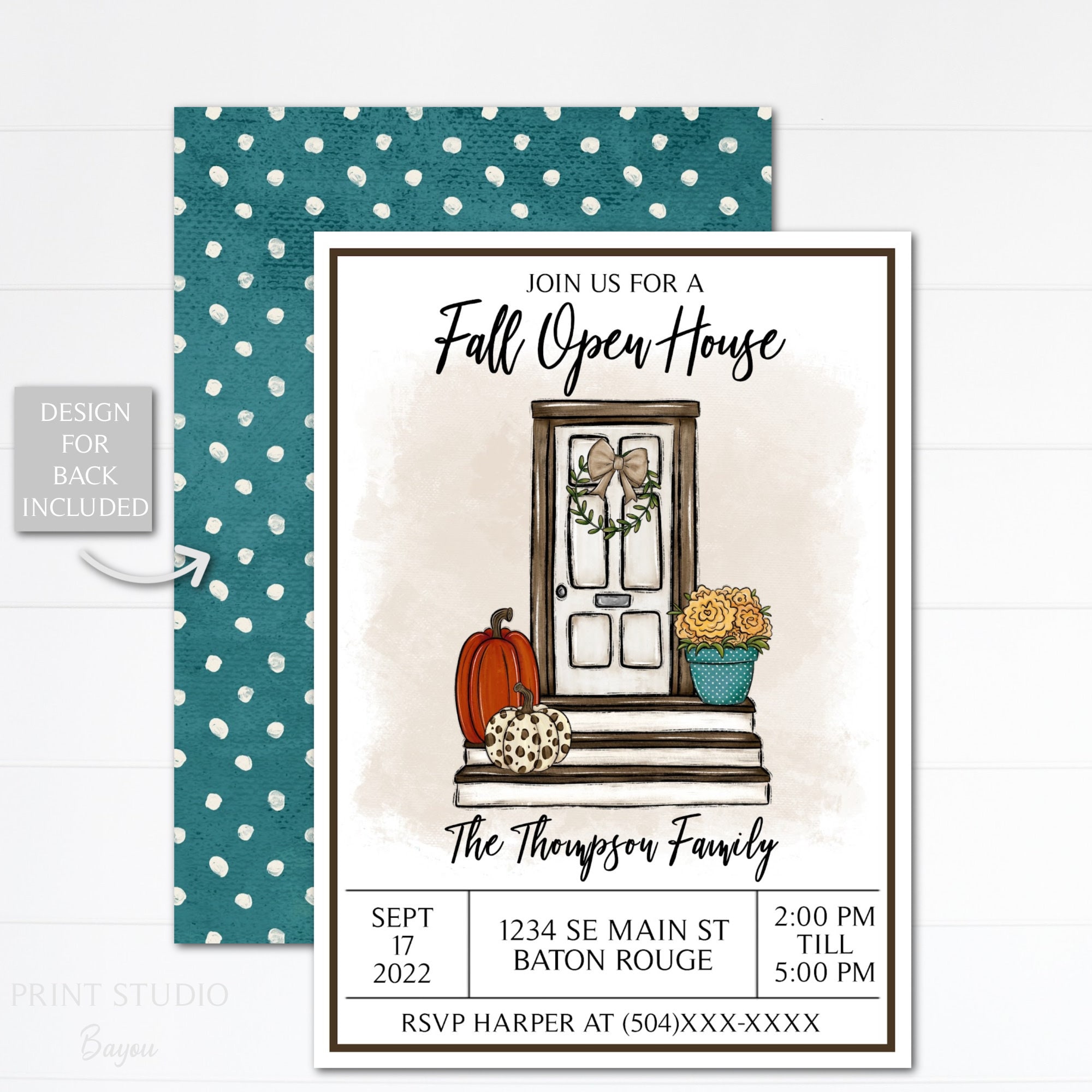 Printable Fall Open House Invitation, E-invite, Fall Housewarming ...