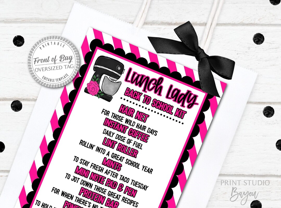 Printable Lunch Lady Survival Kit Tag: Back to School Gift, 5x7 ...