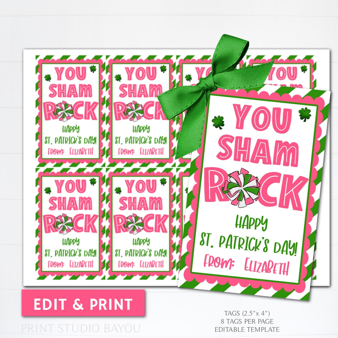 Printable Cheer St. Patrick's Day Treat Tags, You Shamrock Cheer Favor ...