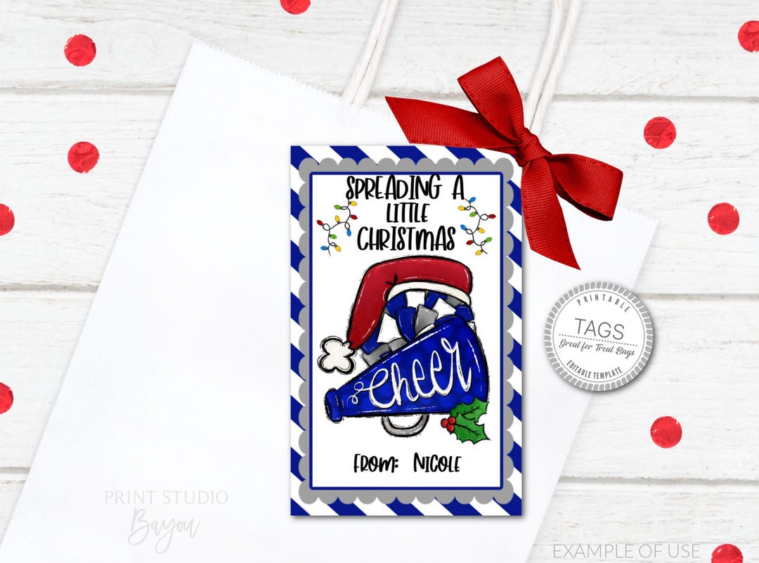 Printable Christmas Cheer Squad Gift Tags, Royal Blue, Digital Download ...