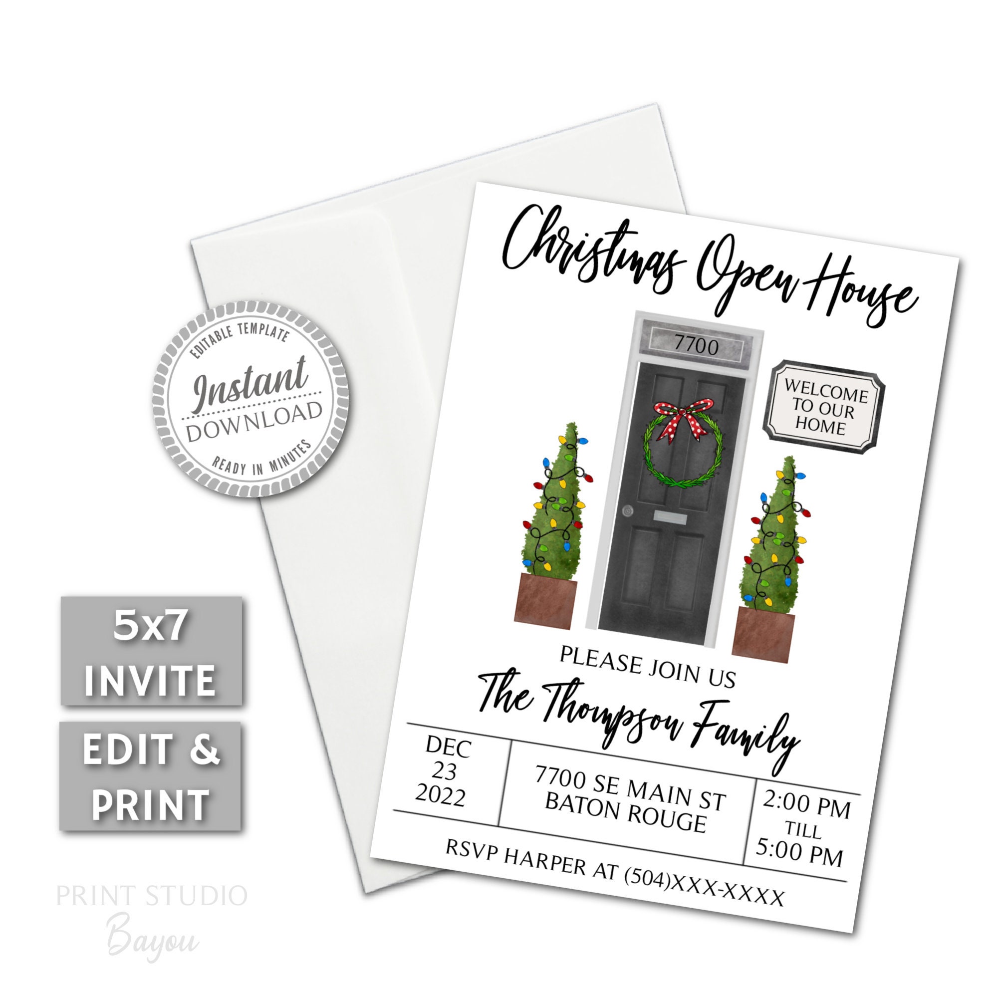 PRINTABLE Christmas Open House Invitation, Christmas Party Invite ...