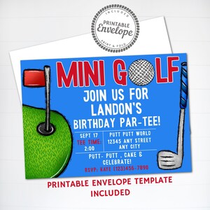 Printable Mini Golf Birthday Party Invitation, Editable Putt-putt Golf ...