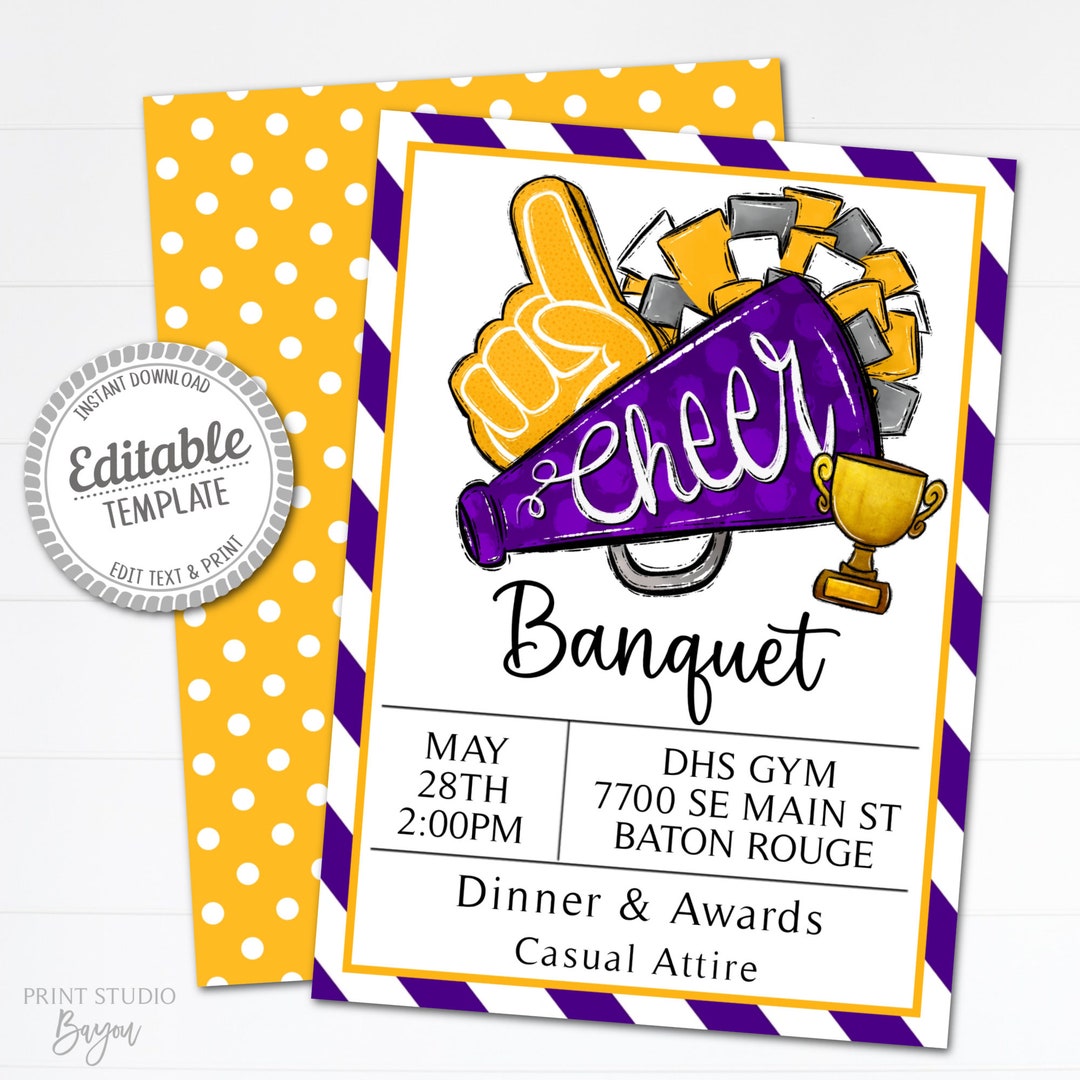 Printable End of Season Cheer Squad Banquet Invitation, End of Season ...