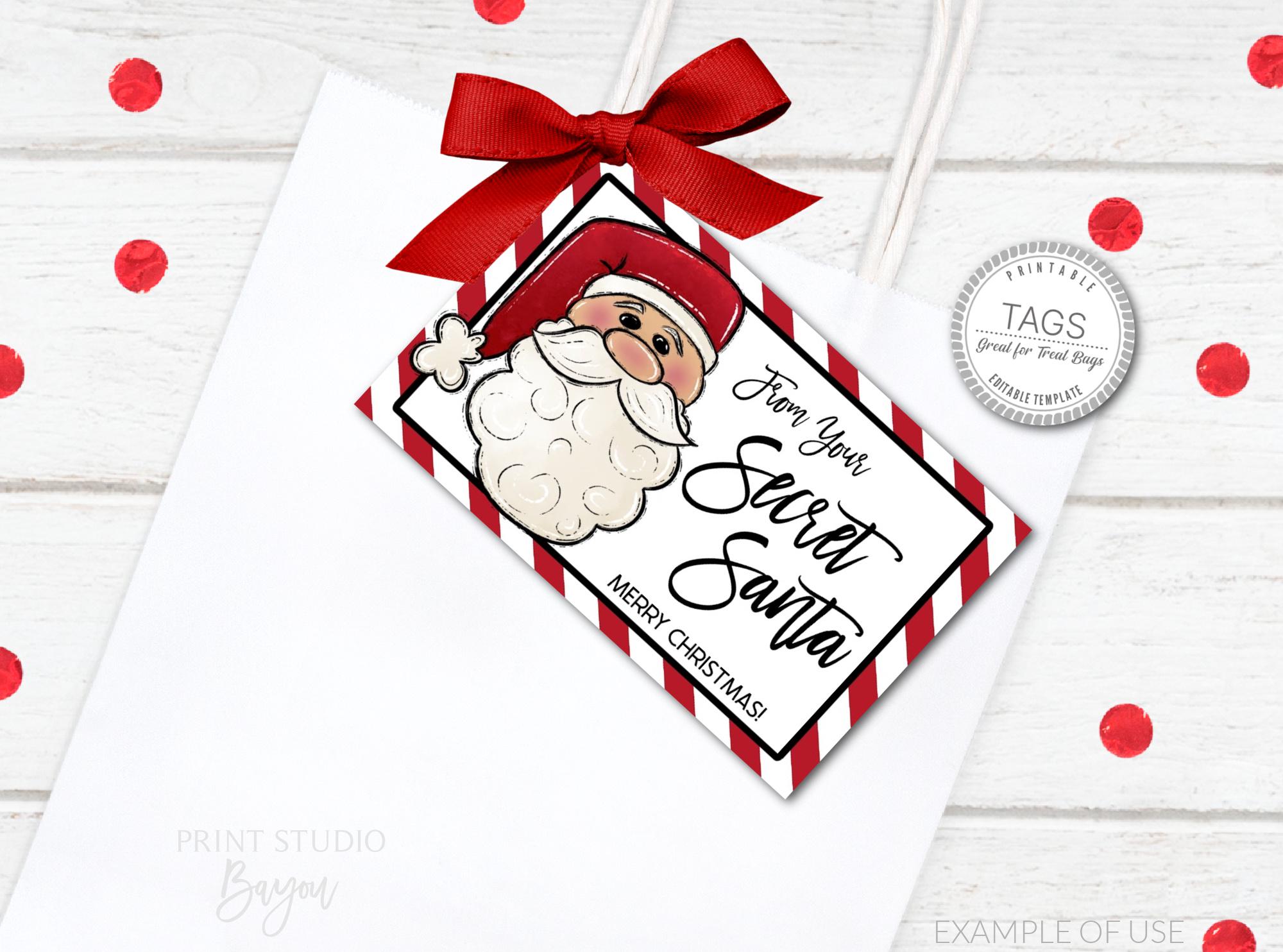 Printable Secret Santa Gift Tags: Editable Christmas Holiday Template ...