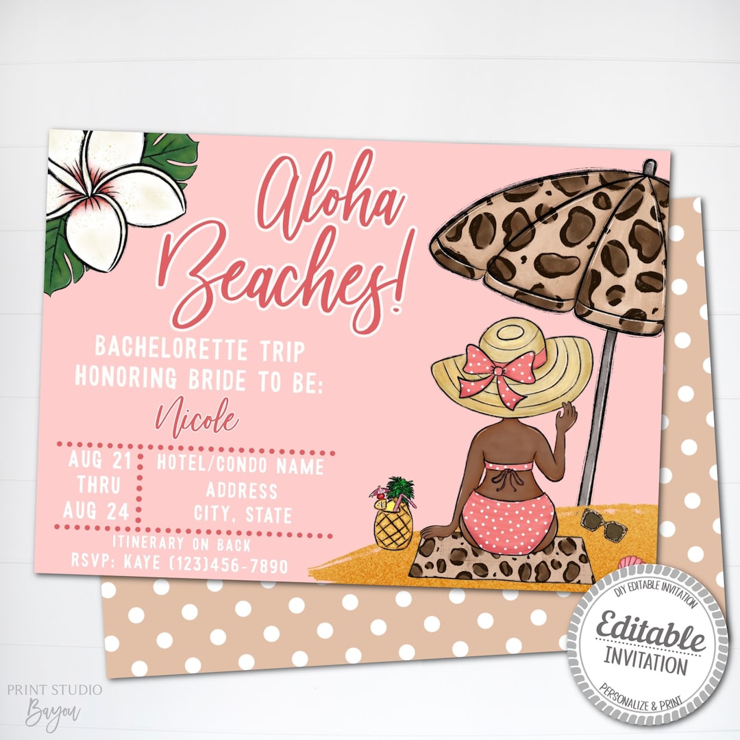 Printable Bachelorette Girls Trip Invitation, Editable Bachelorette ...