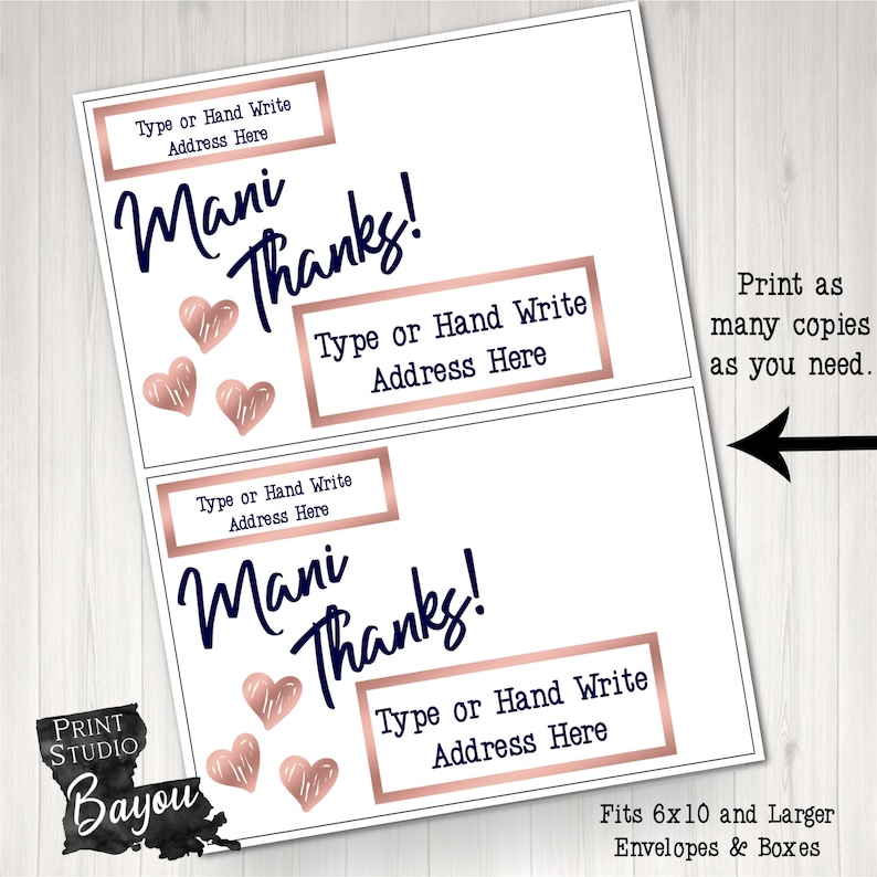 PRINTABLE Mani Thanks Label Printable Nail Mail Nail - Etsy