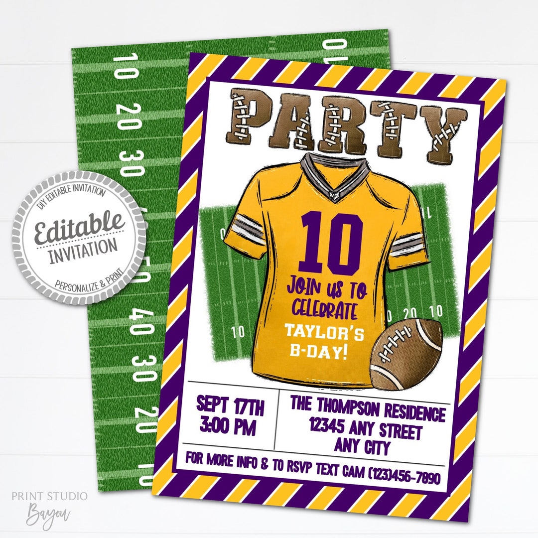 Printable Football Birthday Party Invitation Football Bday Party ...