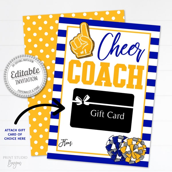 Cheer Coach Printable Card - Etsy