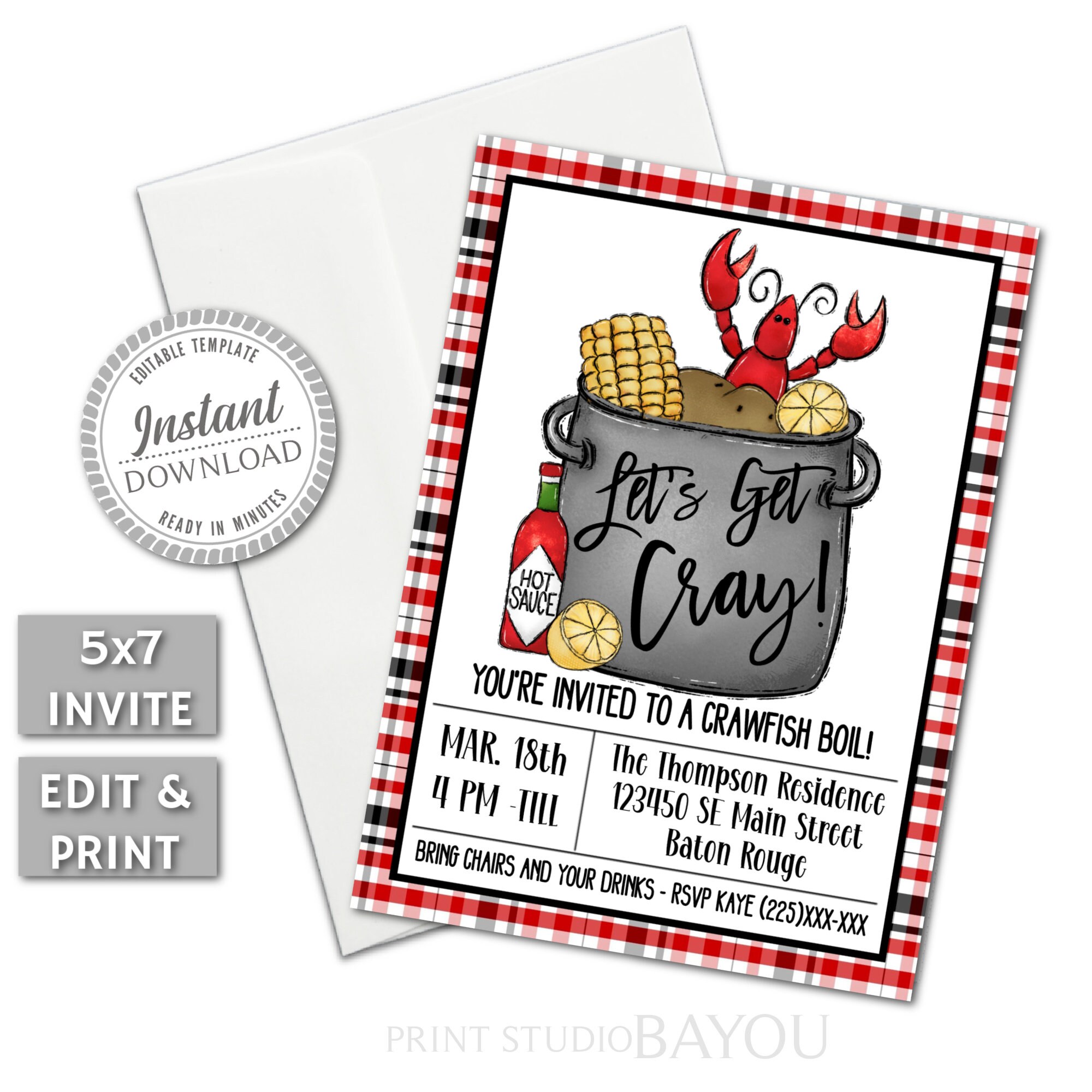 Crawfish Boil Party Invitation Crawfish Boil E-invite - Etsy