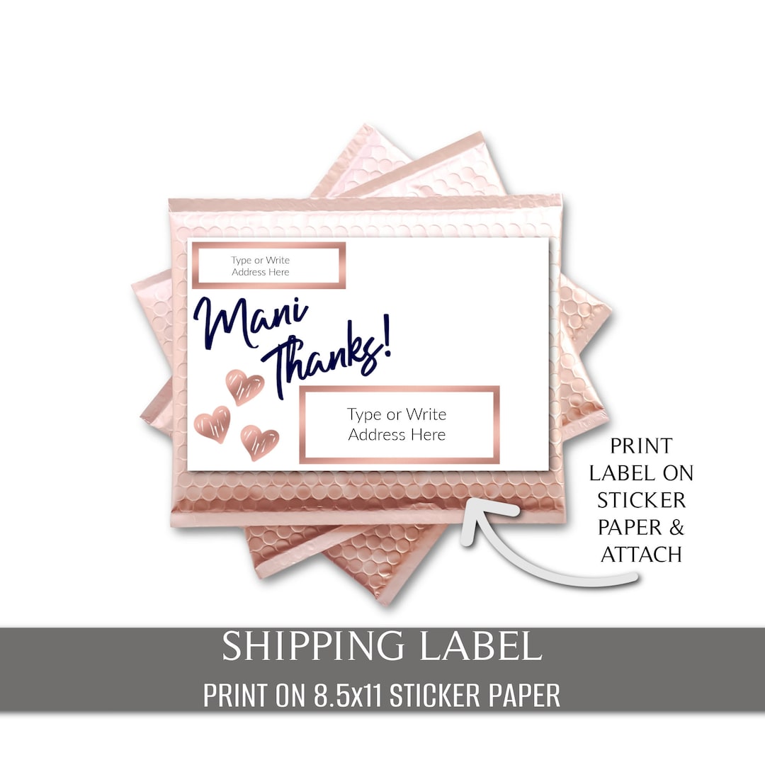 PRINTABLE Mani Thanks Label Printable Nail Mail Nail - Etsy